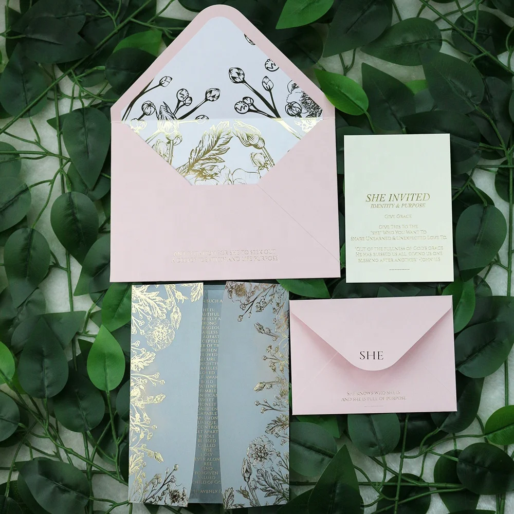 Clear Acrylic Wedding Invitation With Vellum Tracing Paper Cover And ...