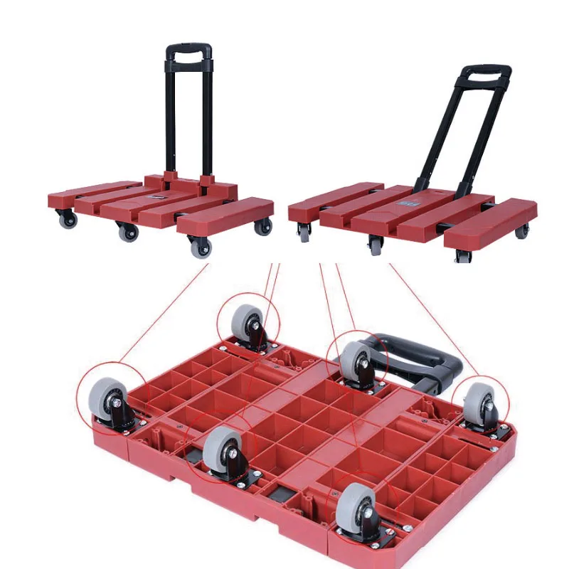 200kg Heavy Duty Loading 6 Caster 2" Hand Flat Pull Or Push Trolley ...