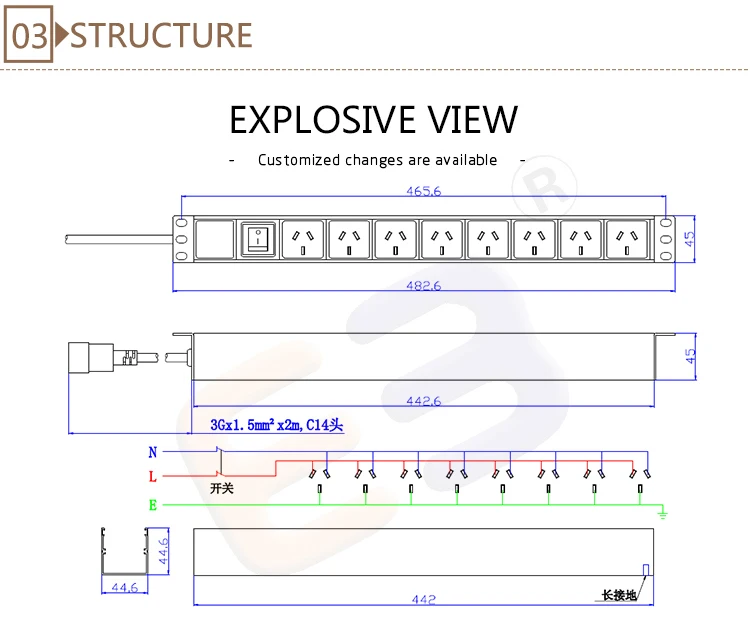 Australian Series Rack Mount Pdu 19 Inch Power Strip Unit For Server ...