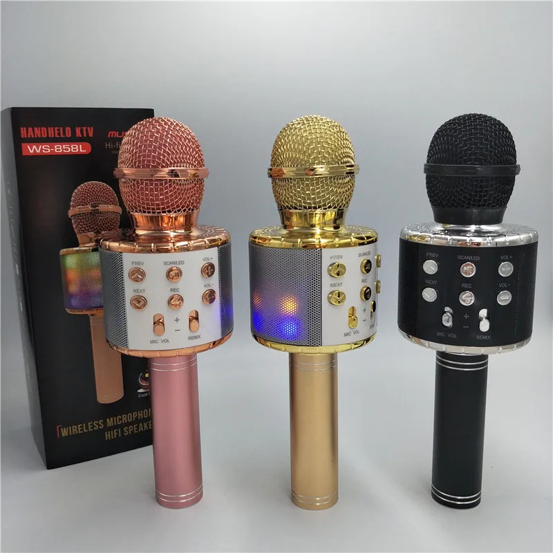 Ws858l Wireless Microphone Professional Condenser Karaoke Mic With Led Stand Radio Mikrofon ...