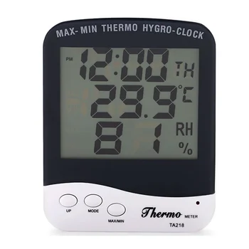 Ta218b Lcd Display With Clock Max-min Indoor Digital Thermometer ...