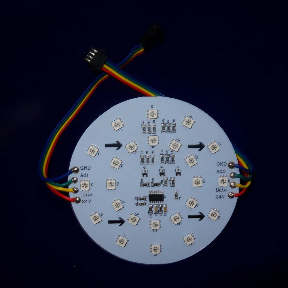DC24V 100mm de diámetro WS2821B LED pixel PCBA;24pcs LED 5050 RGB; IP33-waterproof'; 5,76 W; Con ...