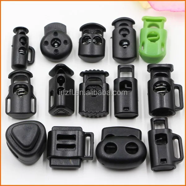 Plastic Black Spring Stoppers Barrel Toggles Elastic Cord Lock - Buy ...