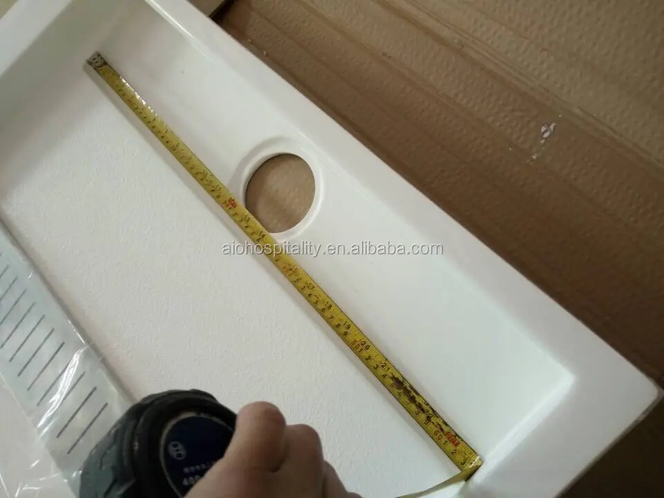 Curved Bowed Front Trench Drain Cultured Marble Shower Pan Cast Marble ...