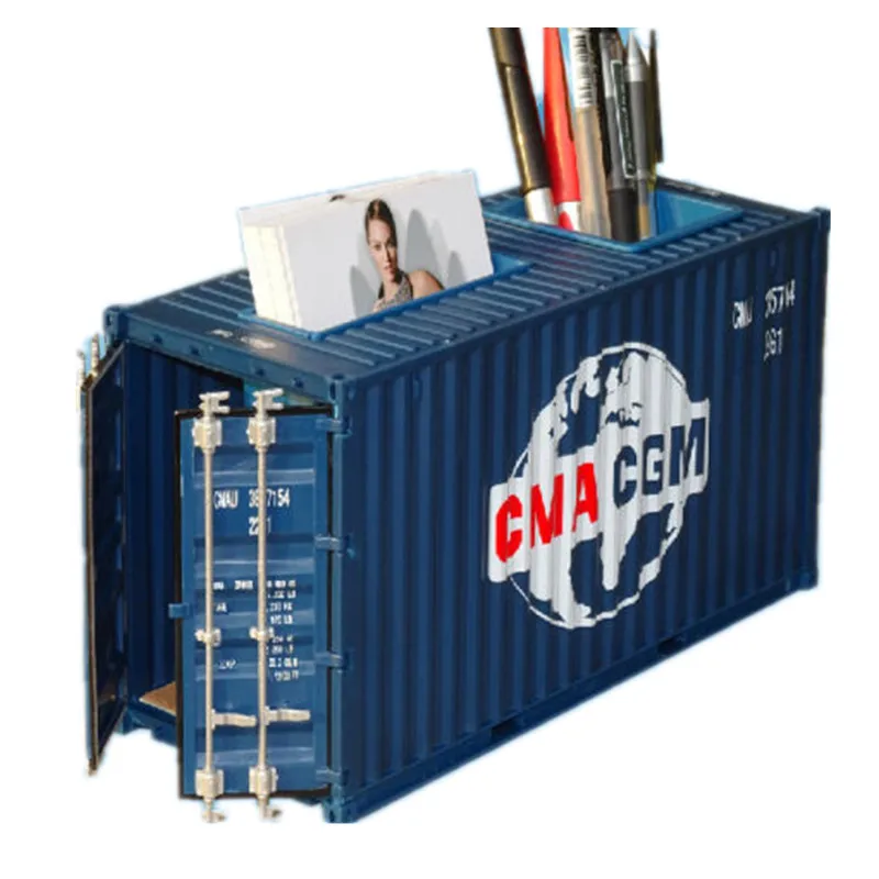 Custom Plastic Container Shape Pen Holder - Personalized