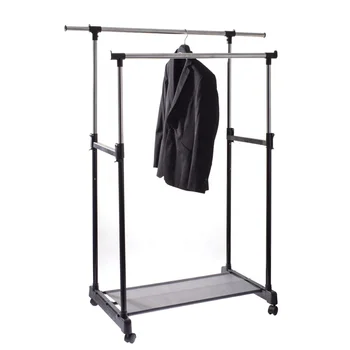 Extendable Double-pole Clothes Hanger Double Bar Garment Rack - Buy ...