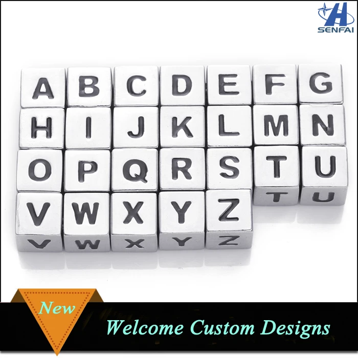 Alibaba Alphabet Beads Cube Website Hot Selling Silver Enamel Metal ...