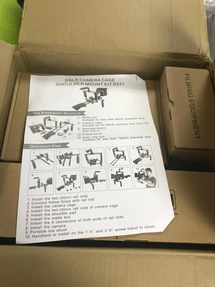 D221 Dslr 장비 비디오 안정기 어깨 마운트 조작 + 매트 박스 + 따라 초점 카메라 케이지 키트 캐논 니콘 카메라 ...
