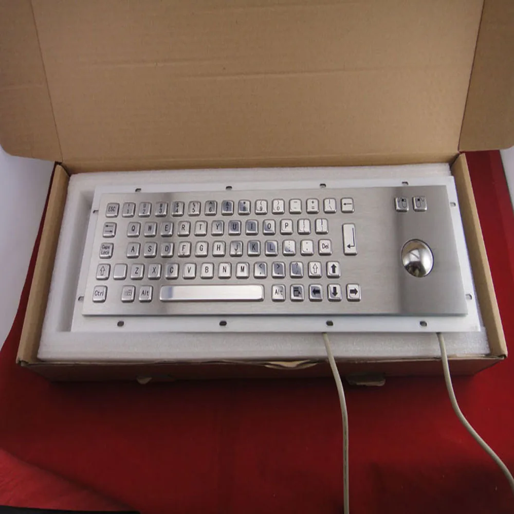 Industry Stainless Durable Industrial Metal Keyboard With Trackball ...