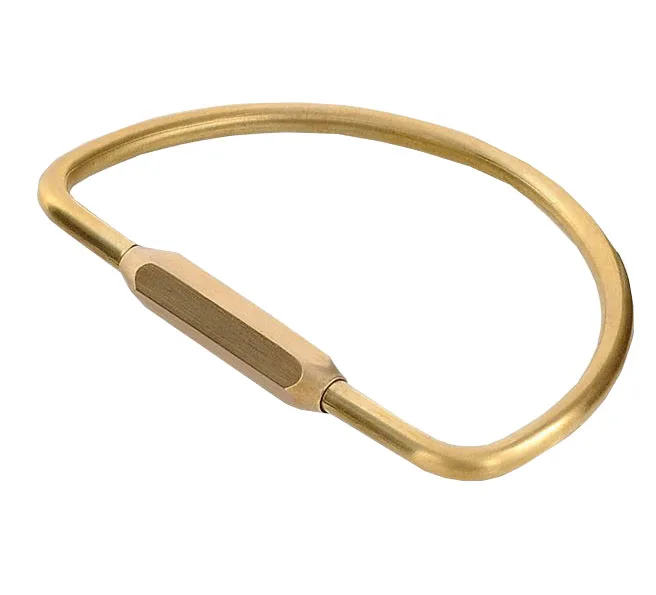 Letter D Shape Gold Durable Brass Screw Lock Clip Key Chain Holder Ring ...