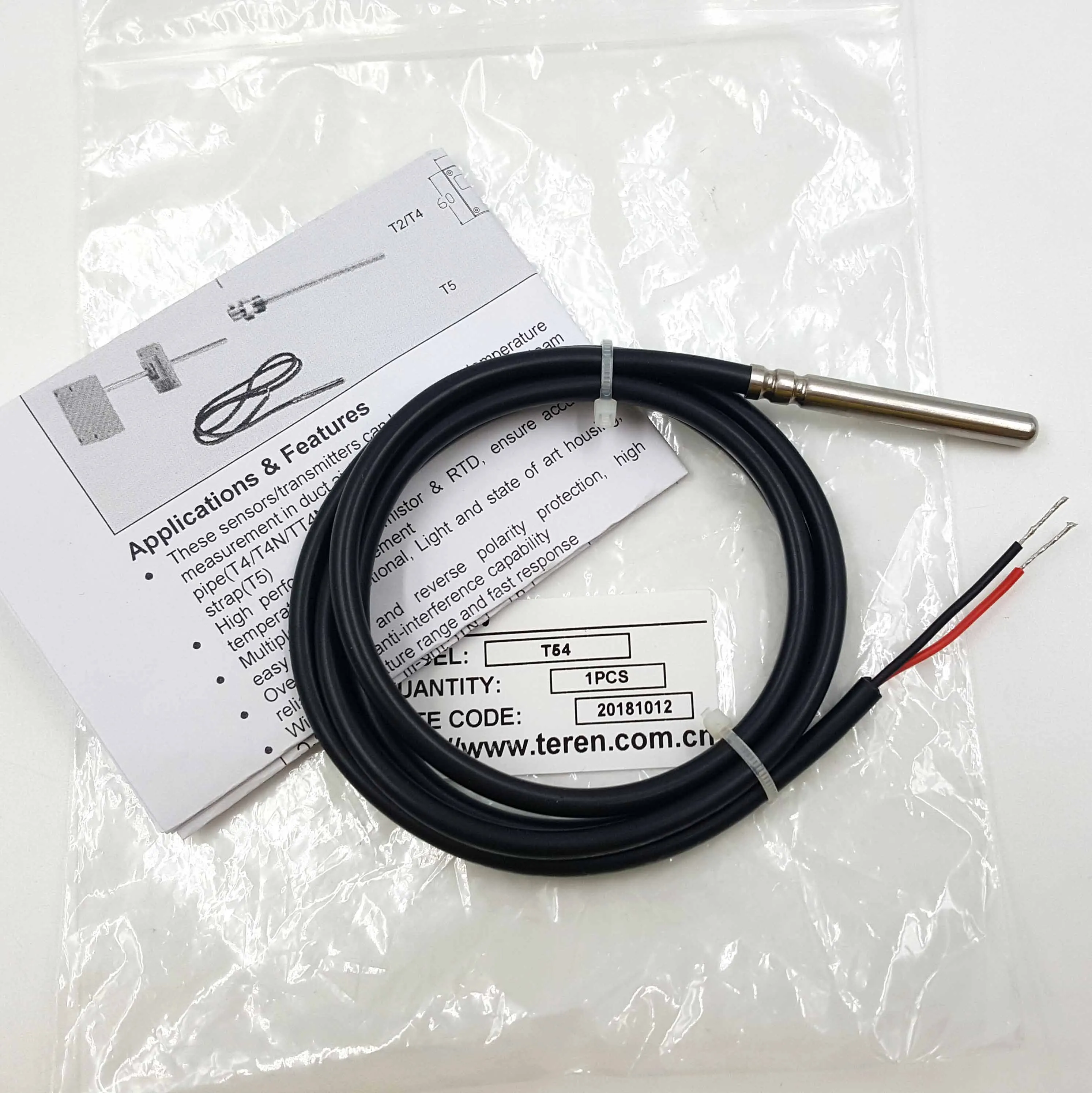 Stainless Steel Temperature Probe Pt100 Pt1000 Ntc20k Ntc10k Sensor With Cable - Buy Temperature ...