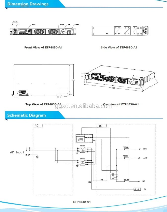 100% Original 48V 30A Power System OLT ETP4830-A1 for Telecom