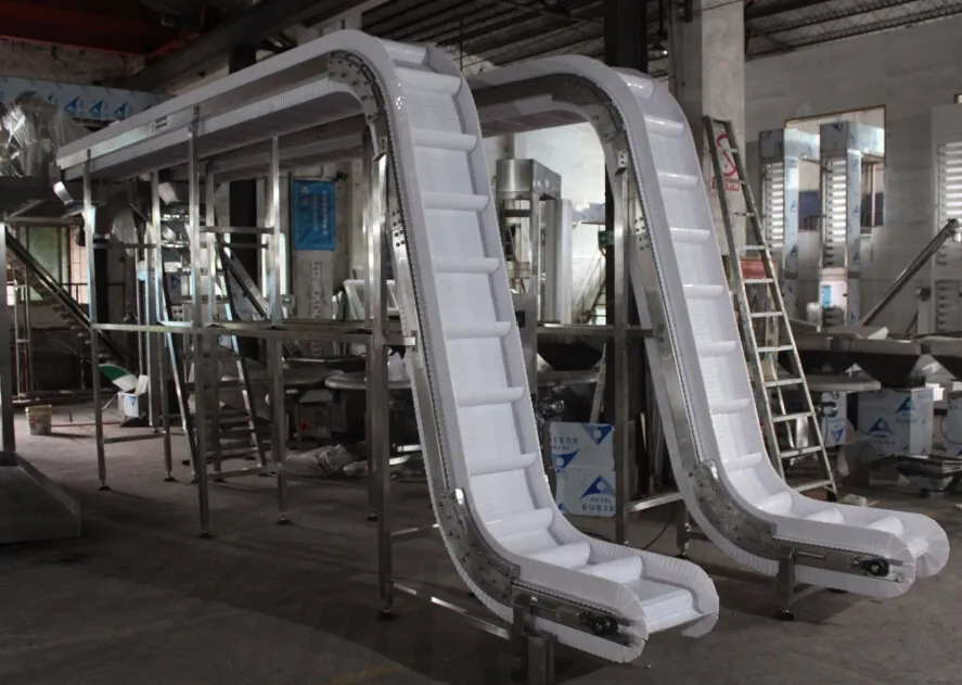 Ice Cube Belt Conveyor with Hopper for Shrimp Seafood