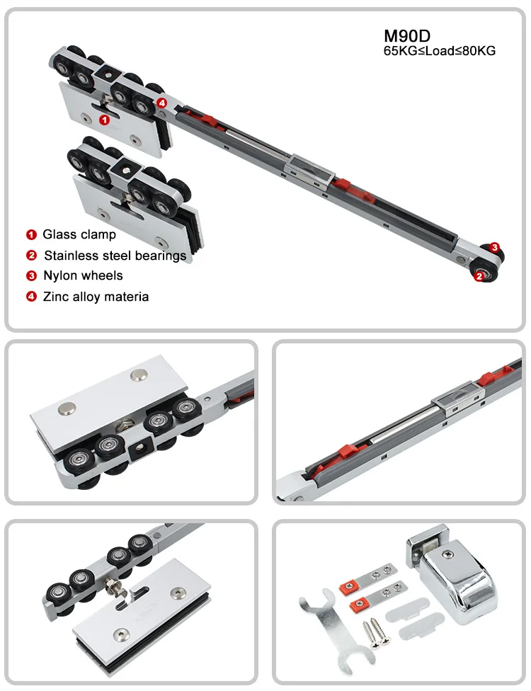 Temax Heavy Duty 8 Wheels Glass Door Double Soft Closing Wardrobe ...