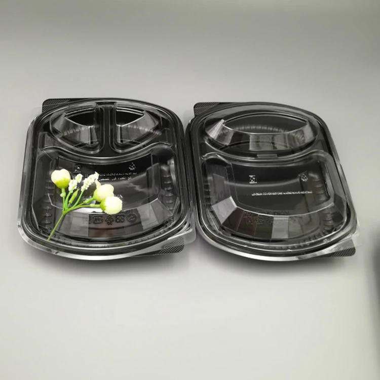 Clear Plastic Disposable Snack 3-compartment Takeaway One Time Use Eco ...