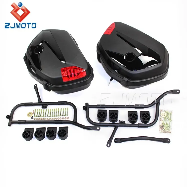 Hot Sale Universal Side Case Pp/abs Motorcycle Rear Box With Led Lights ...