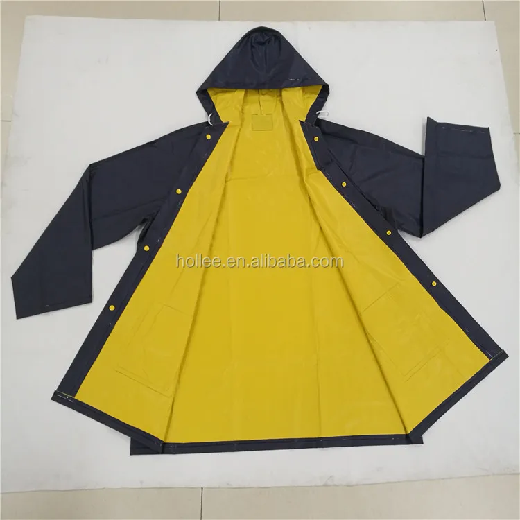 Reversible Pvc/pvc Rain Jacket Attached Hood With Draw Cord Different ...