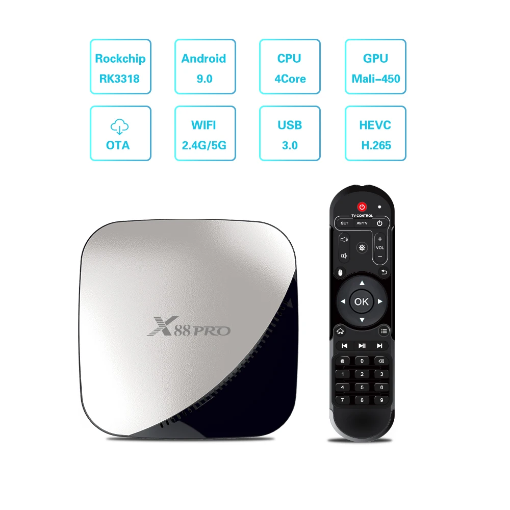 Rk3318 Quad Core Android 9.0 Smart Tv Box 4/64gb 4k 2.4/5g Dual Band ...