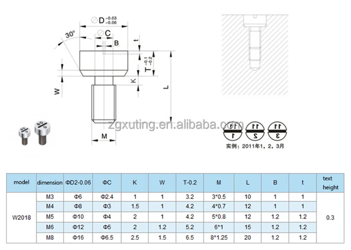 Custom Made Injection Mold Component - Date Marked Pins