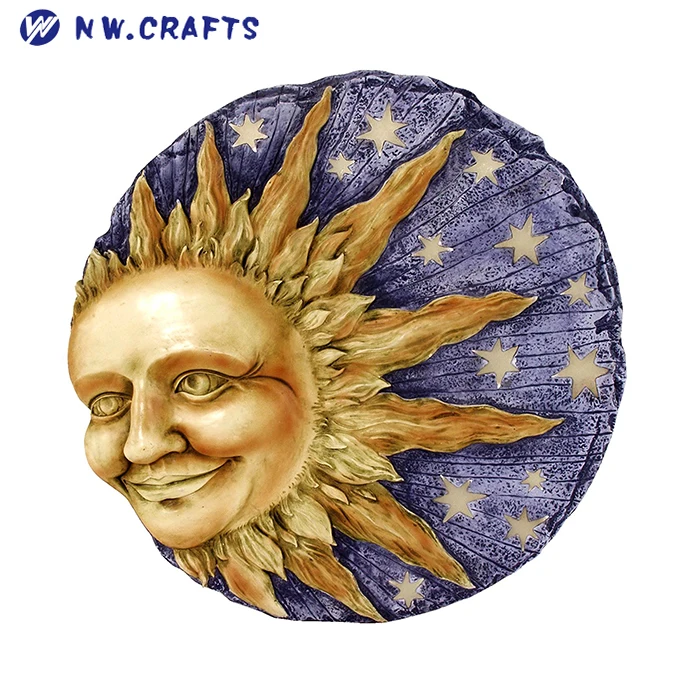Celestial Glow 3d Sun Face In The Starry Night Sky Round Wall Mount ...