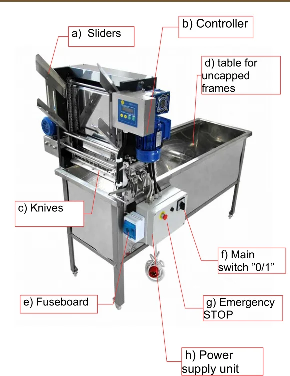 Automatic 180pcs/h Frame Honeycomb Honey Uncapping Machine