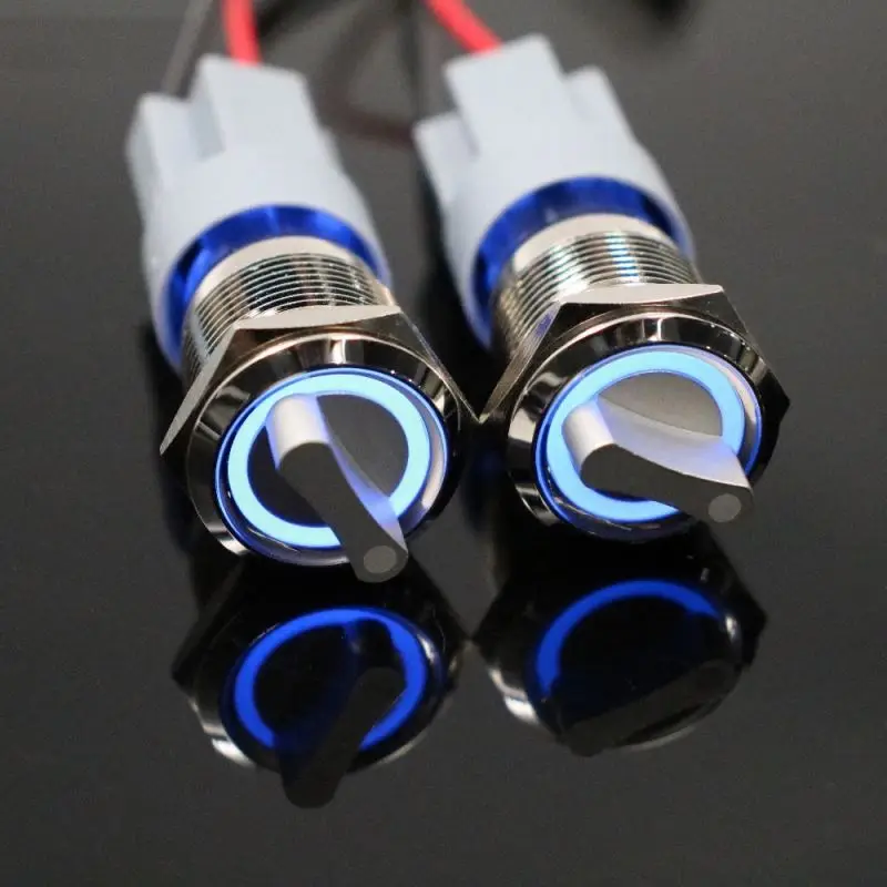 22mm 2 3 Position Push Button Switch Dpdt Illuminated Metal Selector Rotary Switch With Led ...