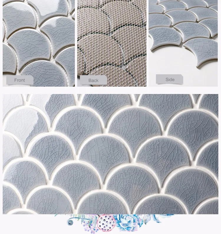 Interior Design Kitchen Decor Gray Simple Crackle Mosaic Fish Scale ...