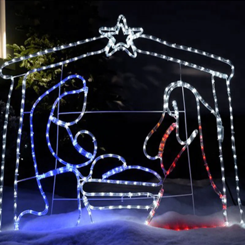 Outdoor Nativity Scenes Yard Displays LED Lighted Christmas 2D LED Rope ...