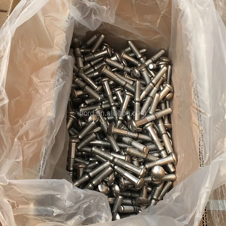 Stainless Steel C6LB-U12-10 Brazier Head Huck Bolt, 3/8" Lock Bolt with ...