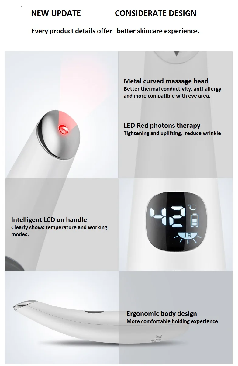 Eye Vibration Wand Reduce Eye Wrinkles Heated Eye Massager With Red ...