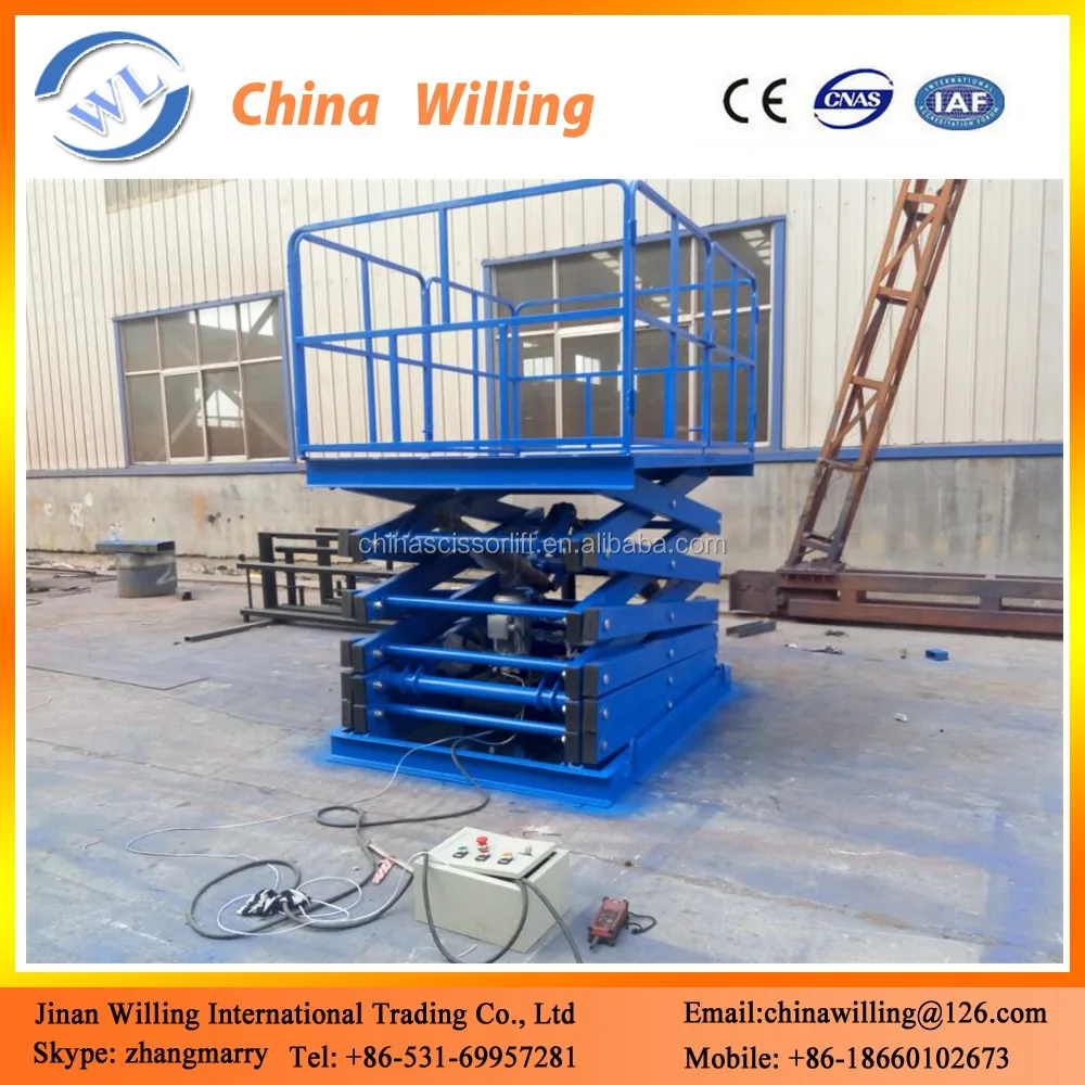 guide rail hydraulic lifter machine/stationary scissor lift platform ...