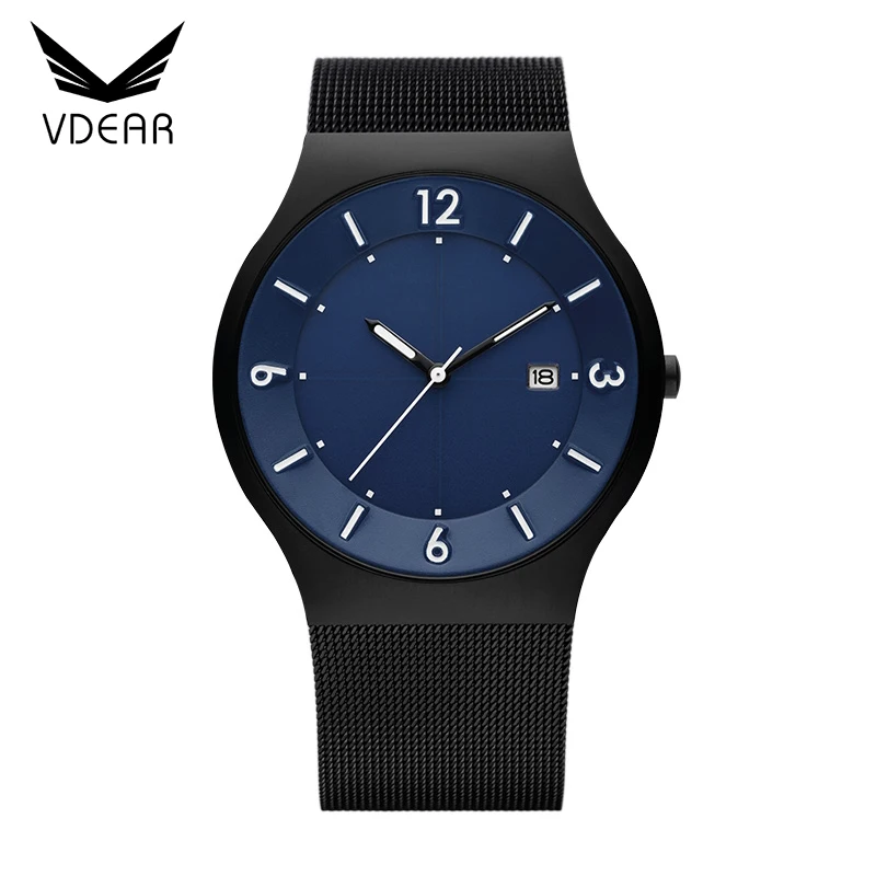 Mesh Strap Custom Digital Watch Face Stainless Steel Black Sport ...