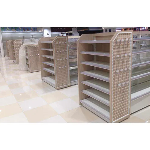 Wood Side Panel Gondola Display Shop Shelving With Cabinet Heavy Duty ...