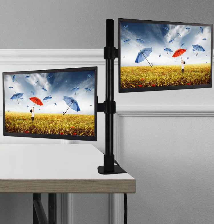 Hillport Dual Screen Monitor Arm Desktop Computer Mounting Bracket With ...