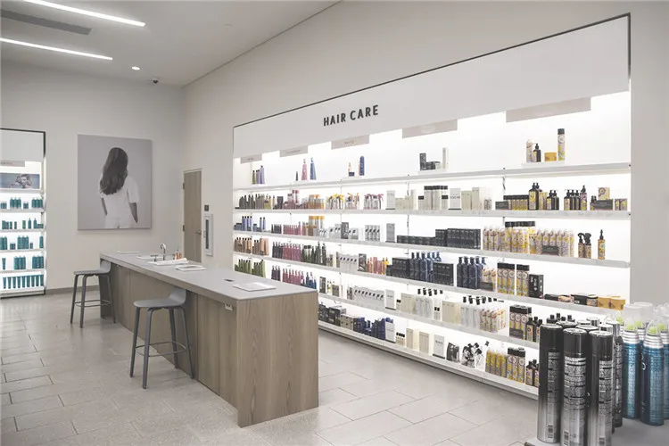 Hair Care Store Display - Custom Wall Shelf with LED Lights