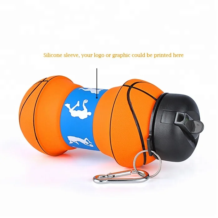 Custom Eco-Friendly Basketball Shape Silicone Water Bottle
