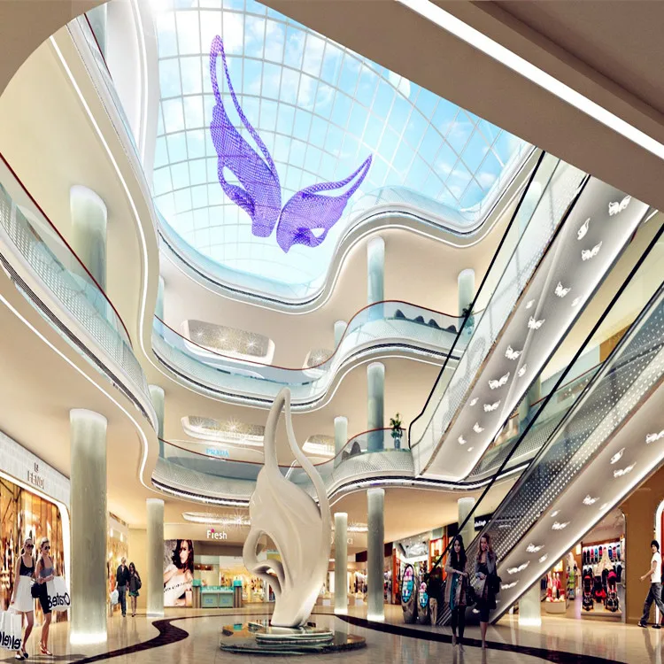 Steel Space Frame Glass Skylight Roof Prefabricated Shopping Mall ...