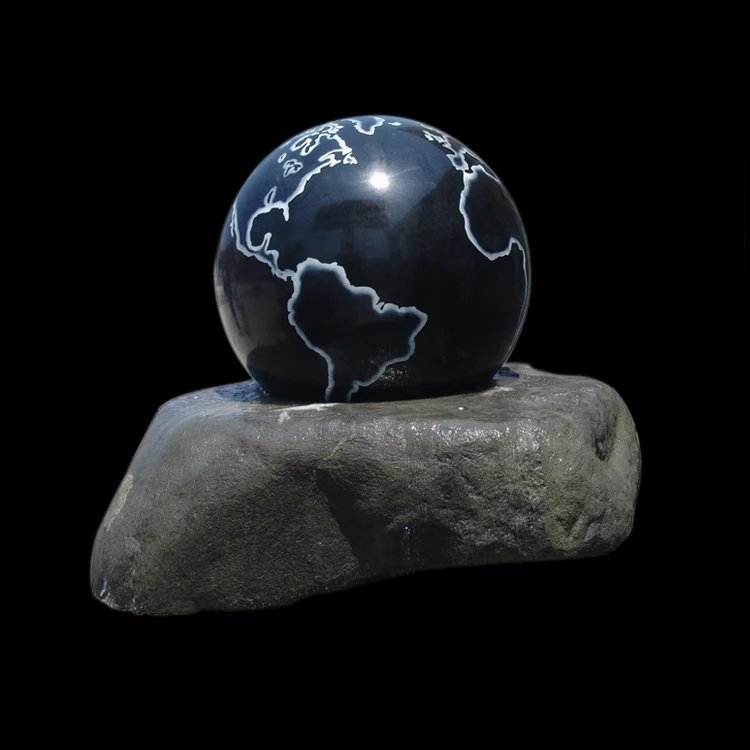Mapa Do Mundo Do Artesanato Escultura Em Mármore Rotativa Fonte Bola De ...