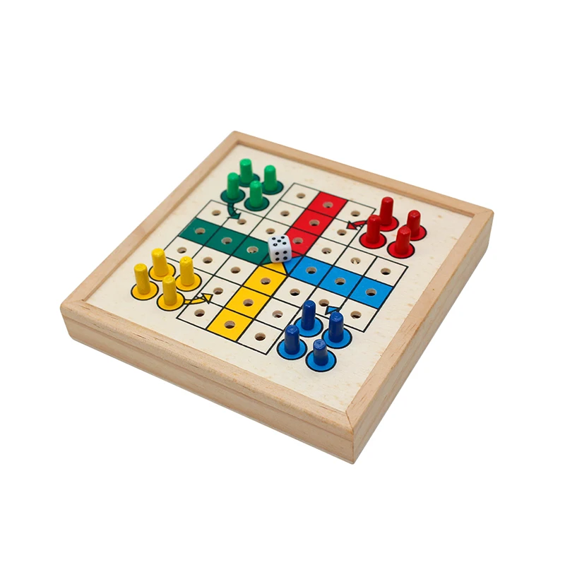 Juego de ludo de madera y damas chinas, juguetes educativos