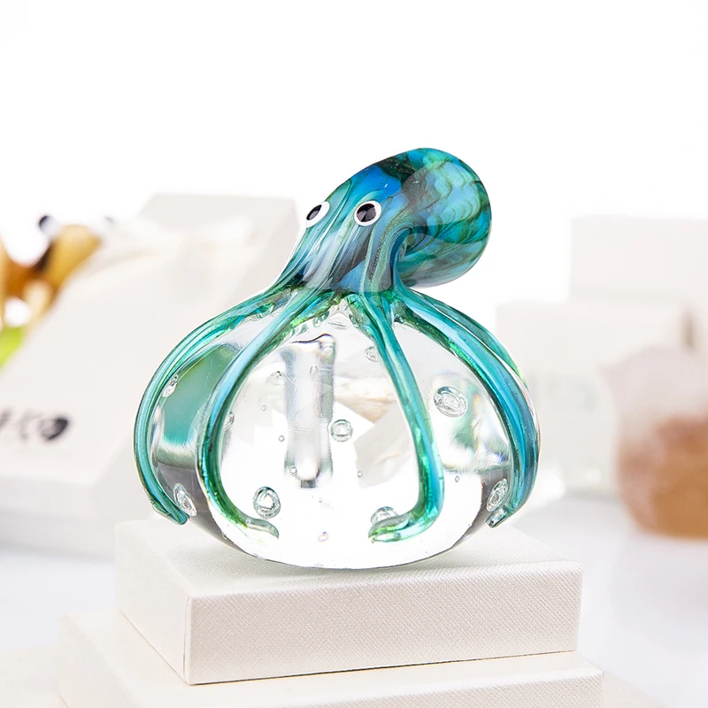 H&d Sculpture Ornament Octopus Figurine Handmade Blownglass Statue ...