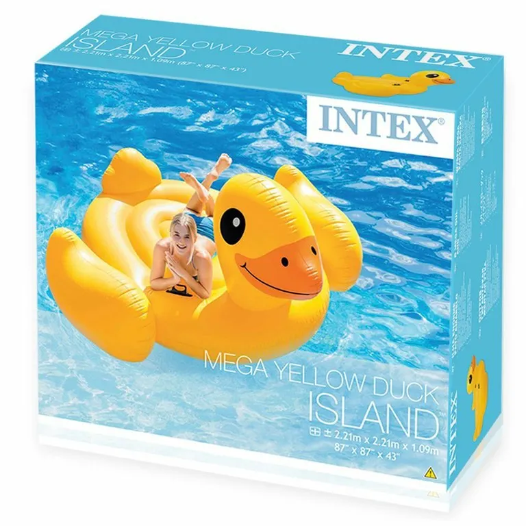 Intex Mega Yellow Duck Island Inflatable Pool Float - 2.21m, Durable ...