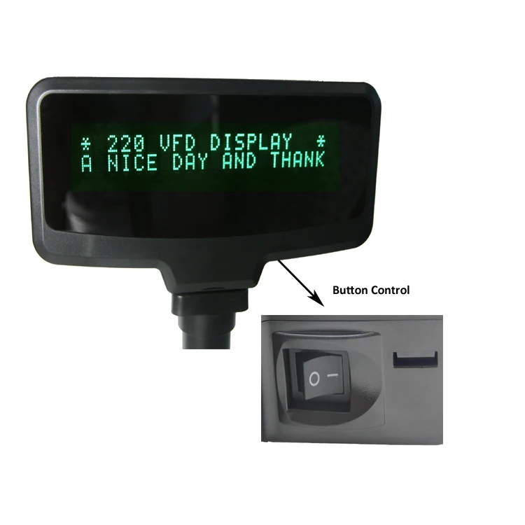 20X2 Lines Characters USB VFD Customer Display POS System Vacuum Fluorescent Display with Stand ...