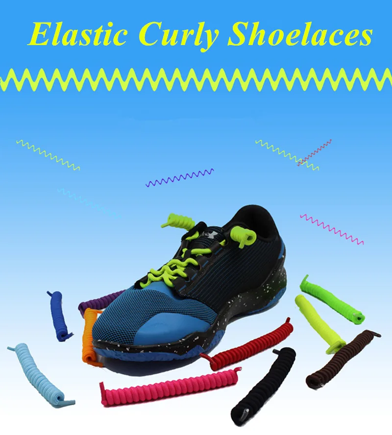 Yrunfeety Custom Elastic Shoelaces Round Curly Shoe Laces 11 Colors No ...
