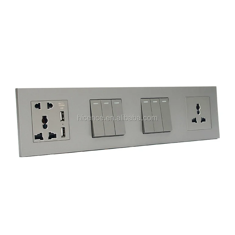 Universal Power Socket 2 Usb 4 Panels Connected Push Button Switch 5 ...