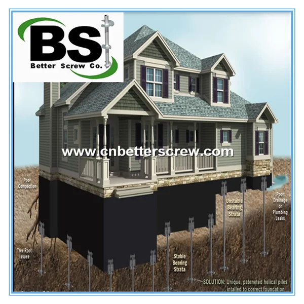 Round Shaft Screw Pile For Retaining Walls Engineering Ground Screw ...