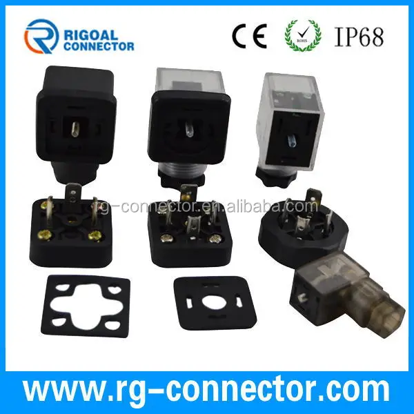 Solenoid Valve Connector Plug Assembly - IP67 Type A/B/C