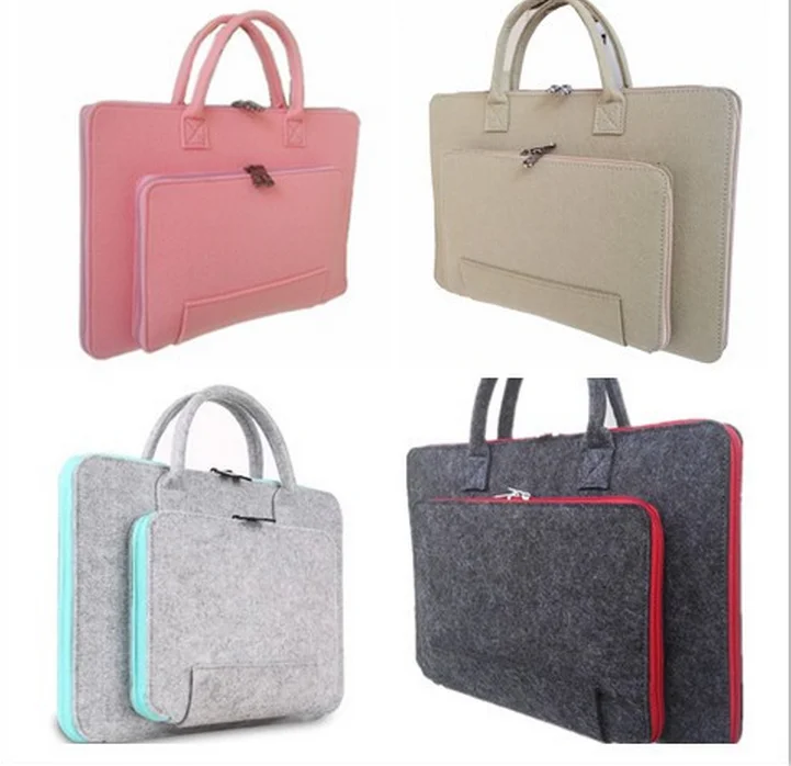 2024 New Design Grey Wool Felt Laptop Bag Protective Carrying Briefcase ...