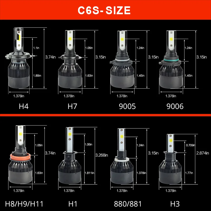 Nao Super Bright Luces Led C6s Headlight Bulb 10000lm Cob H4 H7 H11 12v ...