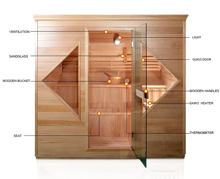4 Person Indoor Solid Wood Steam Room Sauna for Home