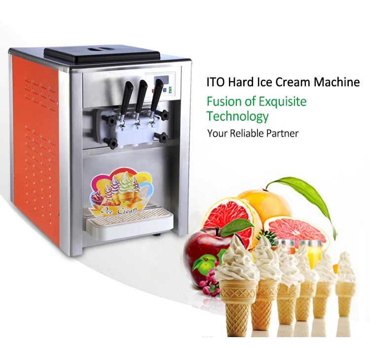 2022 New three flavors automatic mini table soft serve ice cream ...